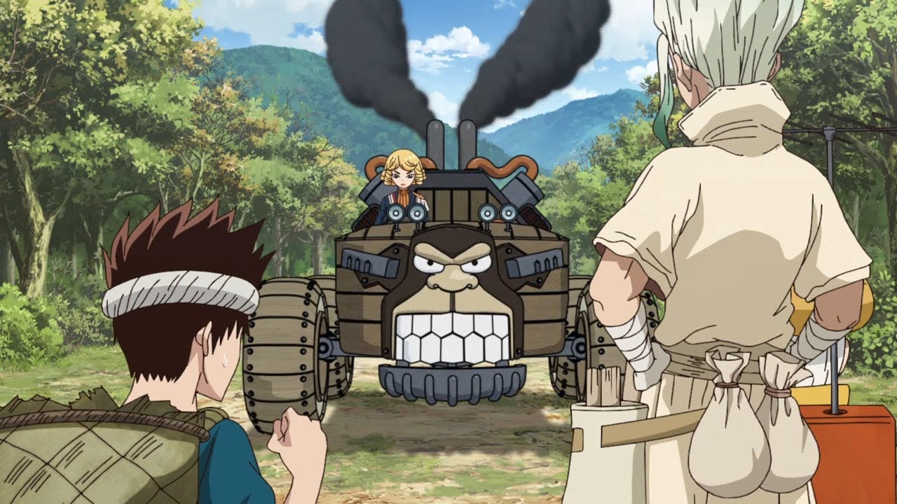 Kohaku drives a modern car to pick up Senkuu Ep 3 Dr. Stone: New World ...