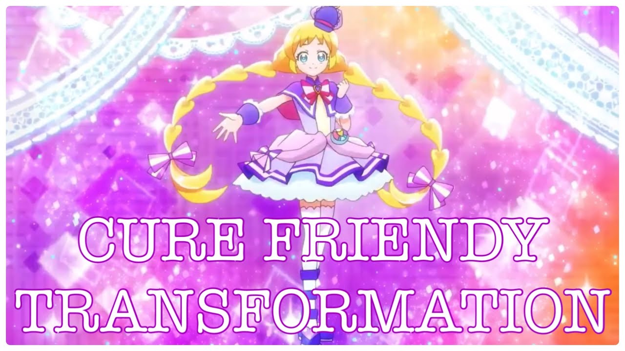 Wonderful PreCure | Cure Friendy Transformation! 💜🎀 - WACOCA ANIME