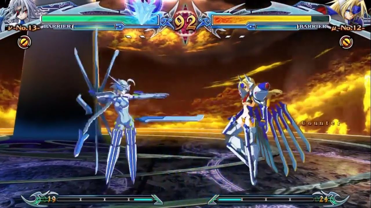 BlazBlue Chronophantasma Extend - Nu -No. 13- vs Mu -No. 12- Arcade ...