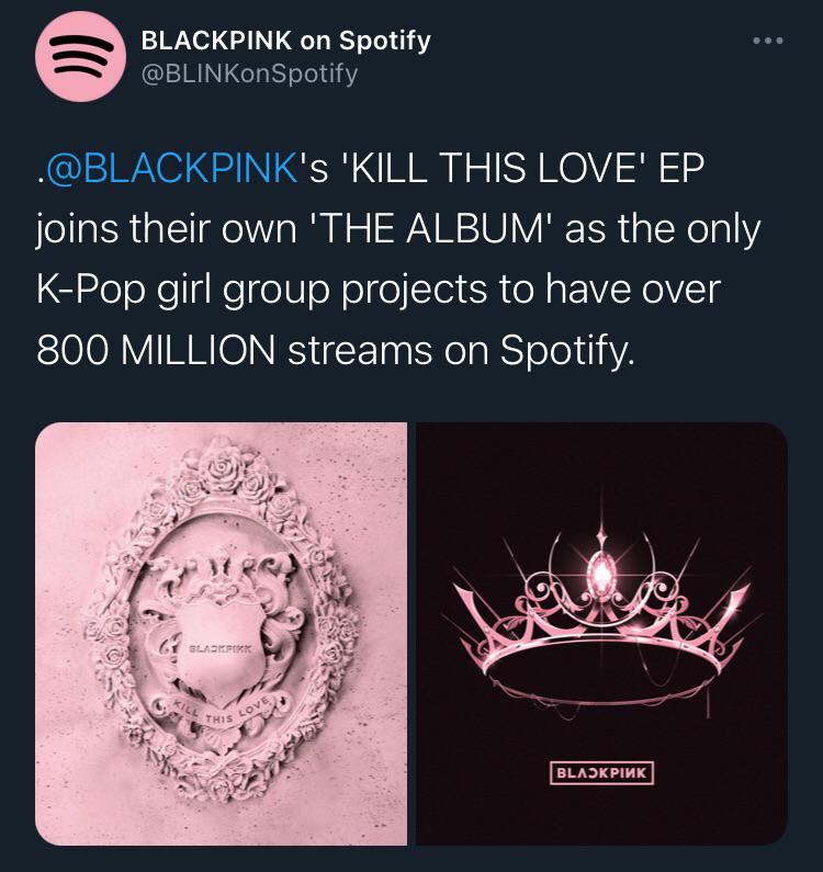 210531 BLACKPINKの「Kill This Love」は、Spotifyで8億回以上のストリーミングを記録したKpop Girl ...
